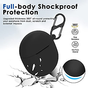 LDSXAY Compatible with Google Pixel Buds Pro 2022 Case Cover, Soft Silicone Shockproof Protective Case Skin with Carabiner for Google Pixel Pro Case, Front LED Visible (Black)