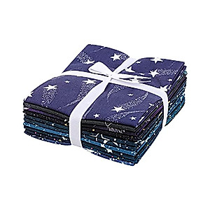 Craftido -25 Options- 100% Cotton Quilting Fabric Bundles 10pcs Fat Quarters 18”x21”-Medium Weight 5.2 oz- for Quilting, Sewing Project, Patchwork, DIY Crafts – Starry Sky