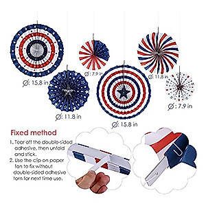 NAIWOXI Patriotic Decorations - American Flag Decorations Included Banner, Paper Fans, Confetti, Photo Booth Props, Garland Balloons, for Presidents Day, Election Day Party, 4th of July Party Supplies