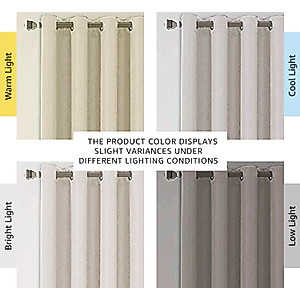 H.VERSAILTEX Linen Curtains Black Out Curtains for Bedroom Windows Noise Reducing Thermal Insulated Darkening Curtains for Living Room 2 Panels Set Grommet Curtain Panels 52 x 84 Inch, Heather Ivory