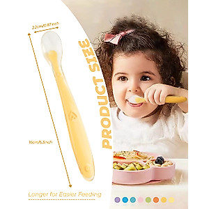 8 Pcs Silicone Baby Spoons First Stage, Baby Spoons Self Feeding 6+ Months, Toddler Utensils for Baby Led Weaning