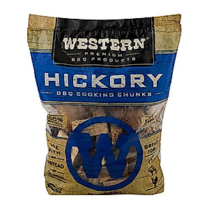 Western Premium BBQ 570 Cubic Inch Flavorful Heat Treated Hickory Barbecue Smoking Cooking Wood Chunks for Charcoal Gas and Electric Grills