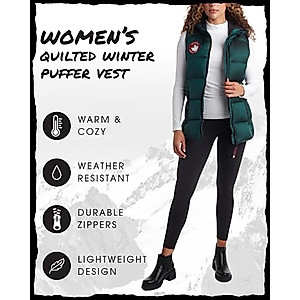 CANADA WEATHER GEAR Women’s Vest - Quilted Puffer Vest - Outerwear Sleeveless Jacket, S-XL, Size Small, Ponderosa Green