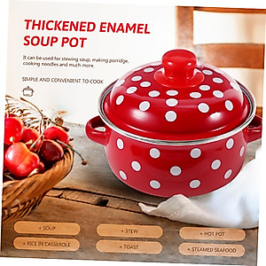 GRIRIW Double Ear Enamel Soup Pot Induction Pans Ceramic Cooking Pot Coffee Maker Soup Making Pot Ceramic Soup Mug with Lid Pasta Pot Ceramic Clay Cooking Supplies Stove Baby