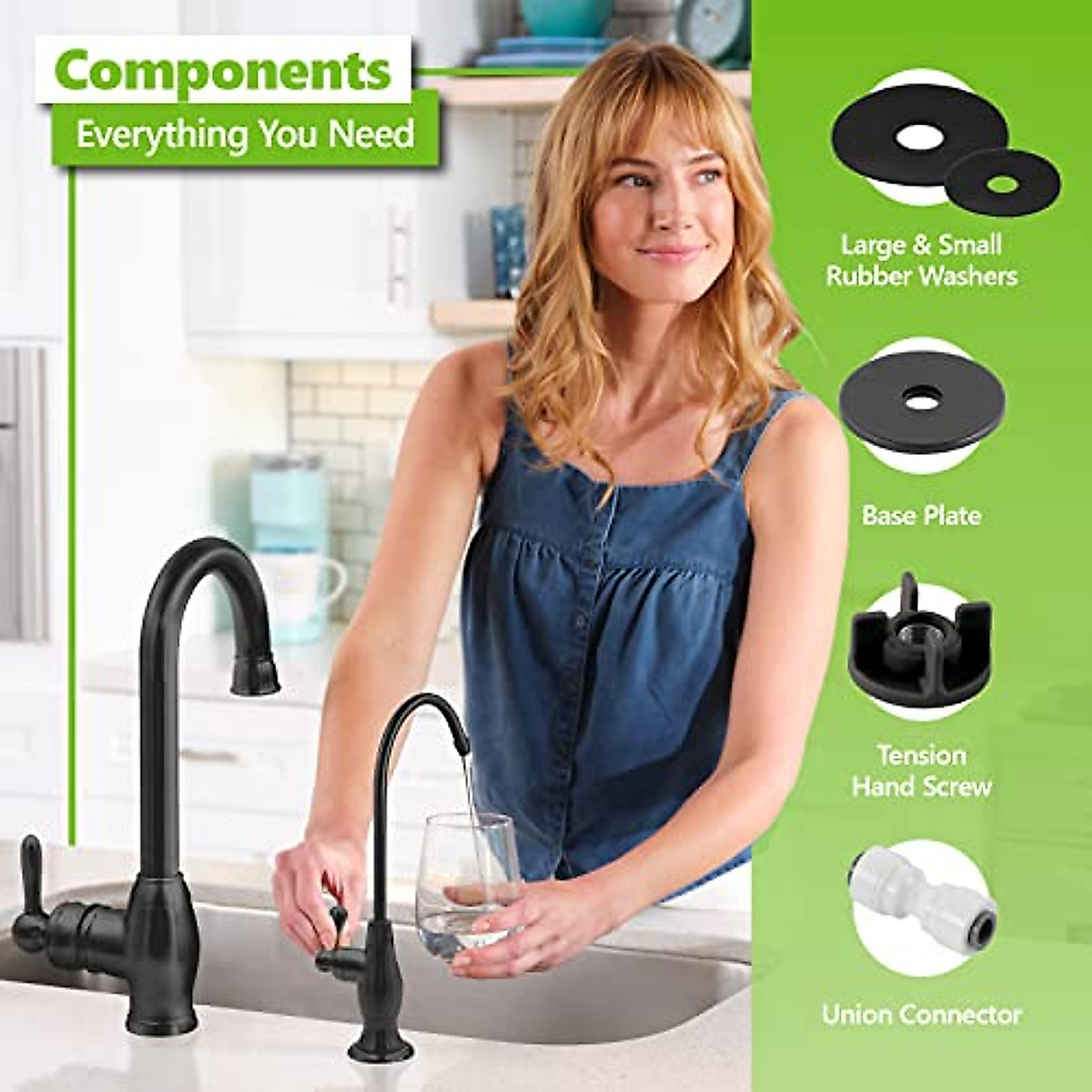 Express Water Deluxe Water Filter Faucet – Matte Black Faucet – 100% Lead-Free Drinking Water Faucet – Compatible with Reverse Osmosis Water Filtration Systems