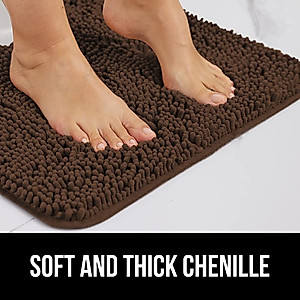 Gorilla Grip Bathroom Rug Sets, Soft Chenille 2 Piece Area Rugs Set, Toilet Base Mat and 30"x20" Carpet, Absorbent Microfiber Washable Mats Dry Quickly, Home Décor and Bath Room Accessories, Caramel