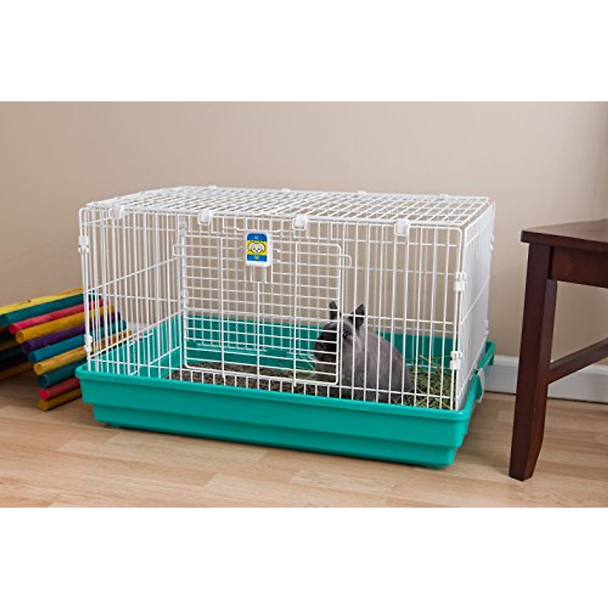 IRIS USA Medium Wire Animal House, Easy to Clean Cage with Wide Access Drop Down Door for Small-Sized Pets Animals Rabbits Guinea Pigs Rats, Green