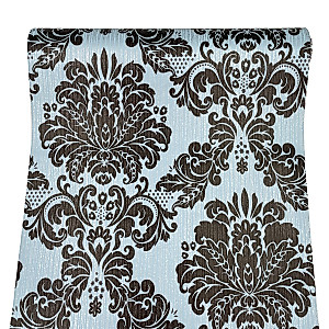 Yifely Black Damask Furniture Paper Self-Adhesive Shelf Liner Night Stand Decor Sticker 17.7 Inch by 9.8 Feet