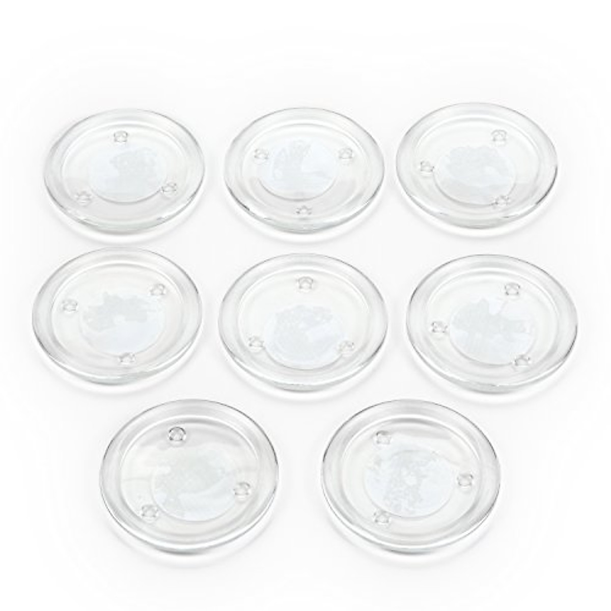 Hosley's Set of 8 Clear Glass Pillar Plates - 4 Inch Diameter. Ideal Gift for Weddings, Parties, Spa, Pillar Candle, Votive Candle Garden. Or as a Pedestal W1