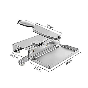 N / B Manual Meat Slicer, Stainless Steel Frozen Meat Slicer, Sharp Blade, Fast Cutting, with Side Tray, for Home Use Beef Mutton Bacon Cheese Nougat Deli