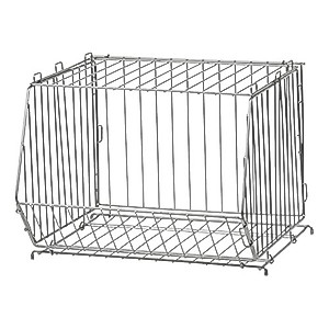 IRIS USA 17" Modular Wire Stacking Storage Basket, Great Storage for Linens, Groceries, Toys, Books, and More, Stackable, Easy Assemble, Multipurpose Home Organizer, Silver