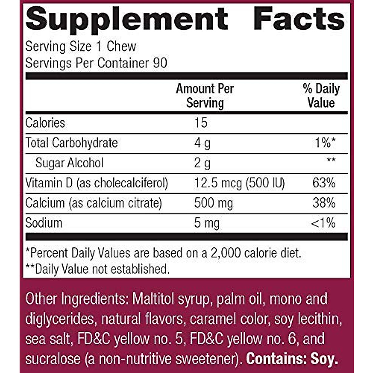 Bariatric Advantage Calcium Citrate Chewy Bites 500 mg - for Bariatric Surgery Patients - Vitamin D3 - Sugar-Free Chewable Calcium Supplement - Bariatric Calcium Chews - Caramel Flavor - 90 Count