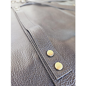 Modusso 100% Leather Handcrafted Professional Chef Knife Storage Roll Bag - 10 slots and zippered pocket (Regular, Black)