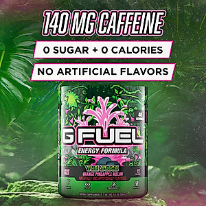 G Fuel The Juice Energy Drink Powder, Pre Workout Caffeine Powder, Energy Powder Drink Mix for Gaming, Sugar Free Focus Amino, Vitamin + Antioxidants, 9.9oz (Pineapple & Melon Punch, 40 Servings)
