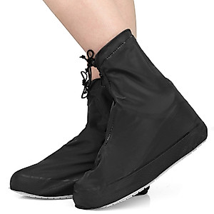Rain Shoe Covers | Waterproof Shoe Covers for Men Women | Reusable Galoshes Overshoes (Black, XX-Large)