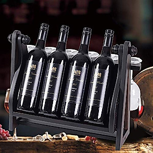 PIBM Stylish Simplicity Wine Racks Free Standing Swing Wooden,Wineglass Upside Down Wine Cabinet Decoration,Decorative Wine Bottle Holder,Freedining Table Top Display (45X24X35Cm)