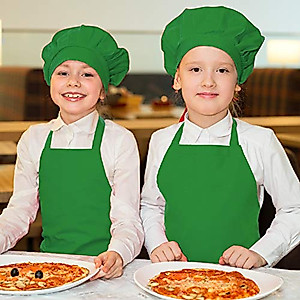 Dapper&Doll Kids Apron and Chef Hat - Gift Set for Boys Girls Ages 4-10 - Green