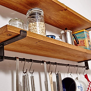 Kitchen Floating Wall Shelves with Hooks, Wooden Rustic Shelves for The Wall, Home Storage Organizer Shelf, Wall Rack for Kitchen Utensils Display Picture Ledge Shelf (Size : 100×20×40cm)