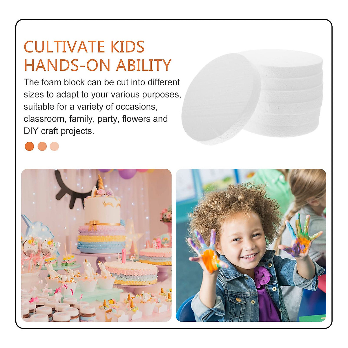 EXCEART 16pcs White Foam disc Round Foam Circles Round Cake Pans Craft Foam Circles Cake Making Training Supplies Craft DIY Foams DIY Foam Circle Foams Cake Tray Christmas Fudge Child