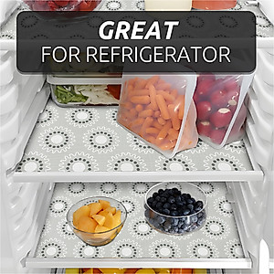 FIFTY FEET 12X120 Inch Shelf Liner for Kitchen Cabinets, PVC Drawer Liner for Dresser Non-Slip Bathroom, Non-Adhesive Cabinet Liner Washable (Grey Circle)(1 Roll)