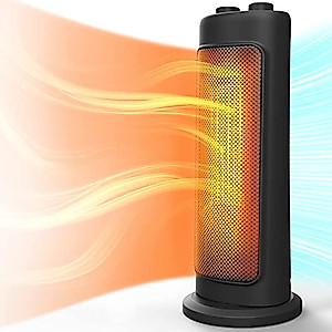 Waoveow Space Heaters Indoor Use Electric, 16Inches 1500W-Ceramic Tower Heater, Fast Heating, Wide Oscillation, Adjustable Thermostat, Over-heating & Tip-over Protection Quiet Safety Office Bedroom