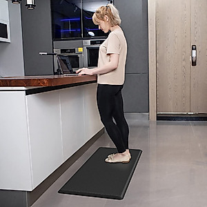 DEXI Kitchen Mat Cushioned Anti Fatigue, Non Slip Waterproof Comfort Standing Floor Rug for Kitchen, Office, Sink, Laundry, 39x20, Black