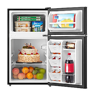 3.2 Cu Feet Two Door Compact Refrigerator with Freezer, Black