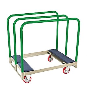 Yeeoy Steel Panel Truck with Swivel Casters and Wood End, Heavy Duty Panel Dolly Cart Drywall Sheet Cart with 3 Standard Upright, 1500 lbs Capacity Platform Truck Cart, 36" Length x 24" Width