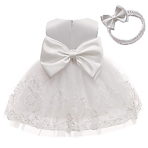 Christening Lace Birthday Christmas Easter Special Occasion Flower Baby Girl Dress Princess Formal Prom Tutu Ball Gown 2T 3T White 100