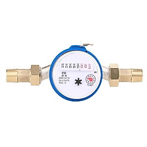 143 15mm 12 inch Adjustable Rotary Water Meter 360 Degree Freely Water Flow Meter Gallon Counter for Garden Hose Single Water Flow Dry Table Measuring Tools with Filter, defult