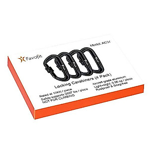 Locking Carabiner Clips Heavy Duty - Favofit 12KN (2697 lbs) Strong Caribiniers for Hammock - Ultralight D-Ring Carbineers for Outdoor Camping Hiking Backpacking Keychain Dog Leash (Screwgate)