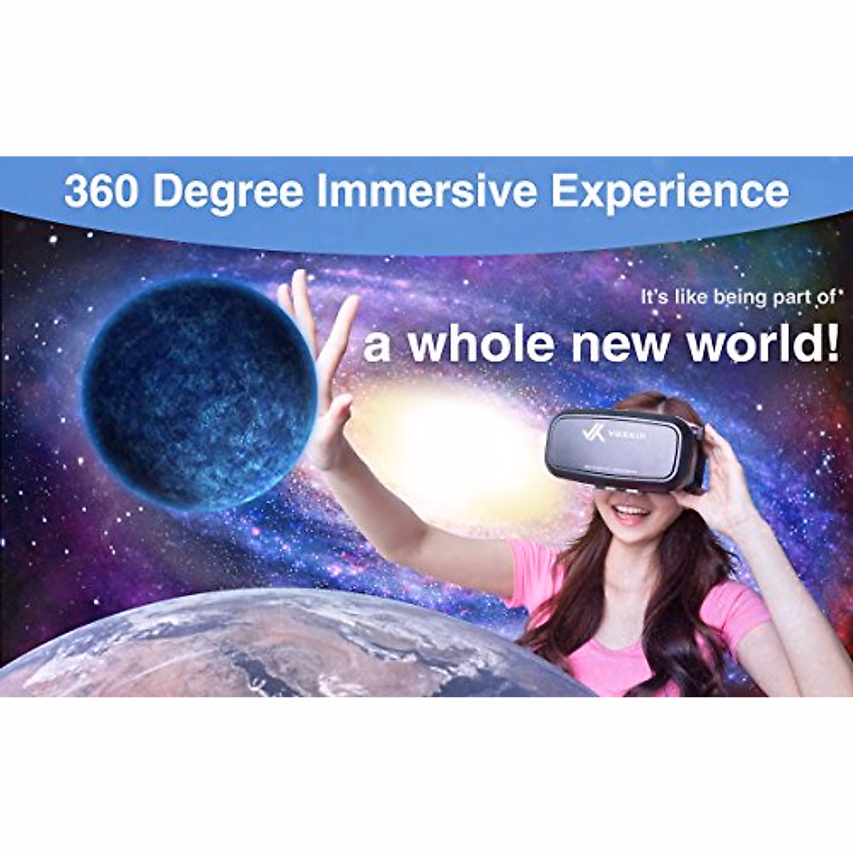 [Updated & Fixed] VR Headset Game System - High Definition Virtual Reality 3D Glasses for Kids and Adults - Optical Lens, Adjustable Strap - Compatible with iPhone and Android (3.5" to 6.5")