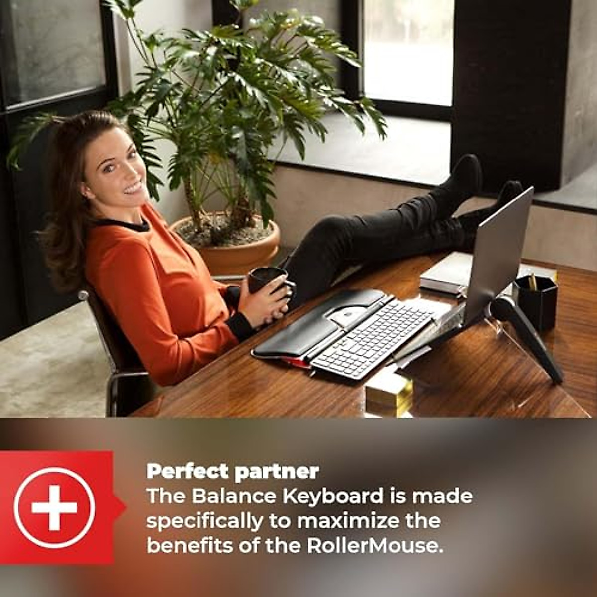 Contour Design Balance Keyboard – Wired, Ergonomic Design - Compact Size, Adjustable Tilt to Support Wrist Strain, Plug & Play PC/Mac