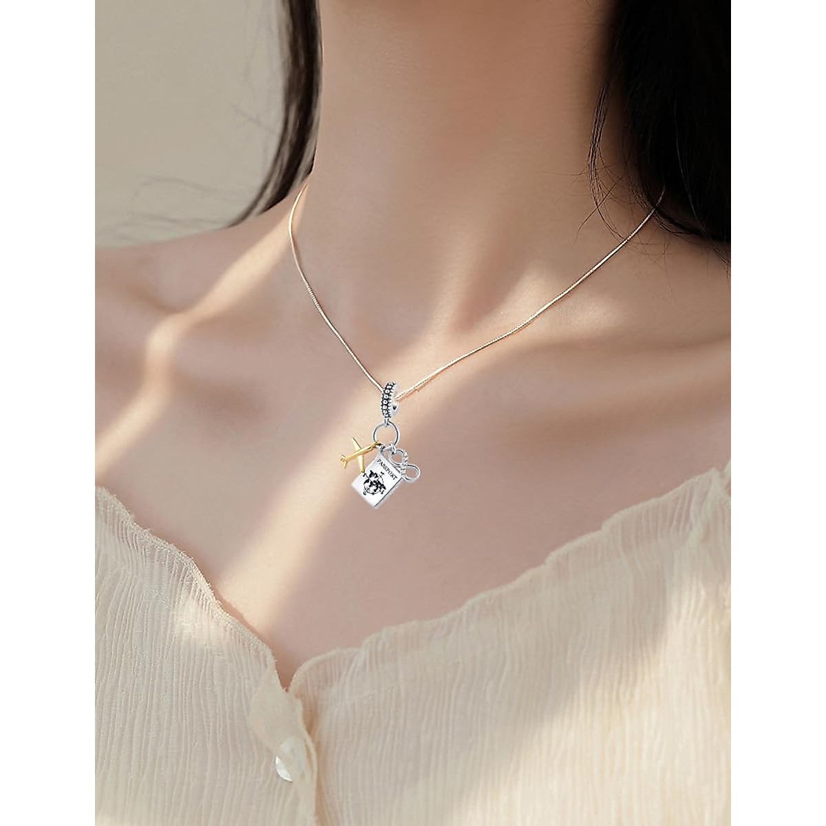 MZC Jewelry Passport Airplane Charm for Pandora Bracelets Travel Infinity Dangle Holiday Bead for Women Girl Family Mom Sister, Copper