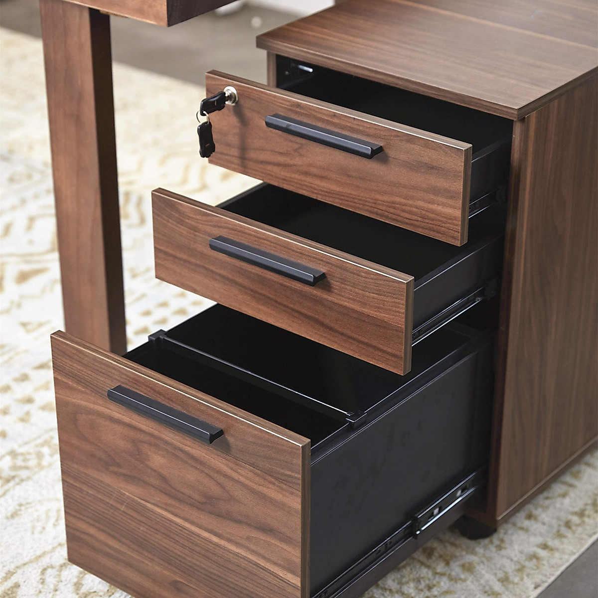 3-Drawer Office Filing Storage Cabinet, Under Desk Vertical Filing Cabinet, Lock Drawers