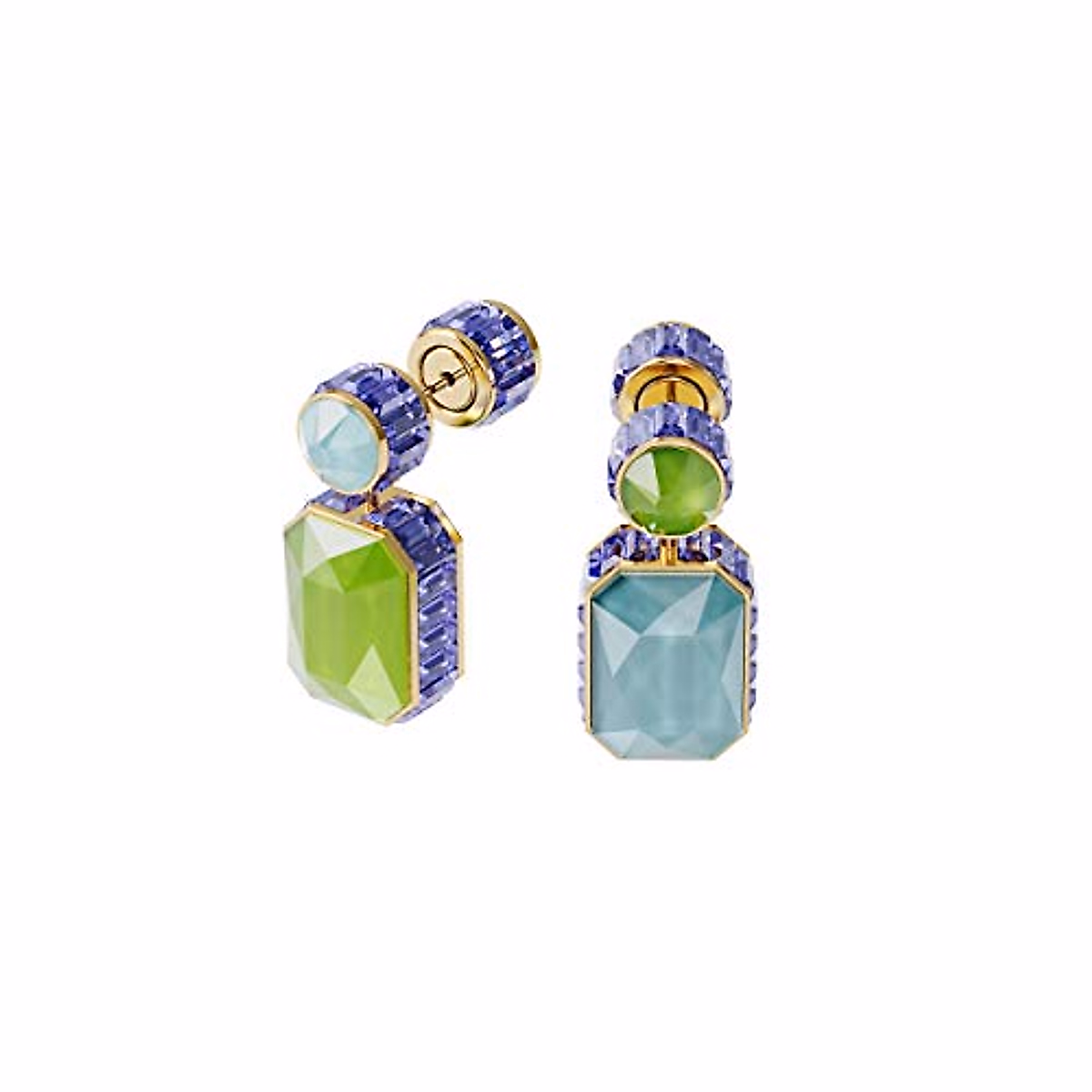 SWAROVSKI Chroma Asymmetrical Reversible Drop Earrings, Multicolored Crystals on a Gold-Tone Finish Setting, Part of the Swarovski Chroma Collection