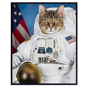 Cat Astronaut - Cat Wall Decor - Astronaut Decor - Space Wall Decor - Space Wall Art - NASA Wall Decor - Funny Cat Wall Art Poster - Cute Cat Home Decor - Cat Themed Gifts