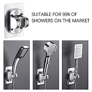 Large Wall Mount Strong Adhesive Waterproof Handheld Shower Holder Shower Head Holder for RV Shower Kids Shower Bathroom Shower Bathroom Organizer (As Shows, One Size)