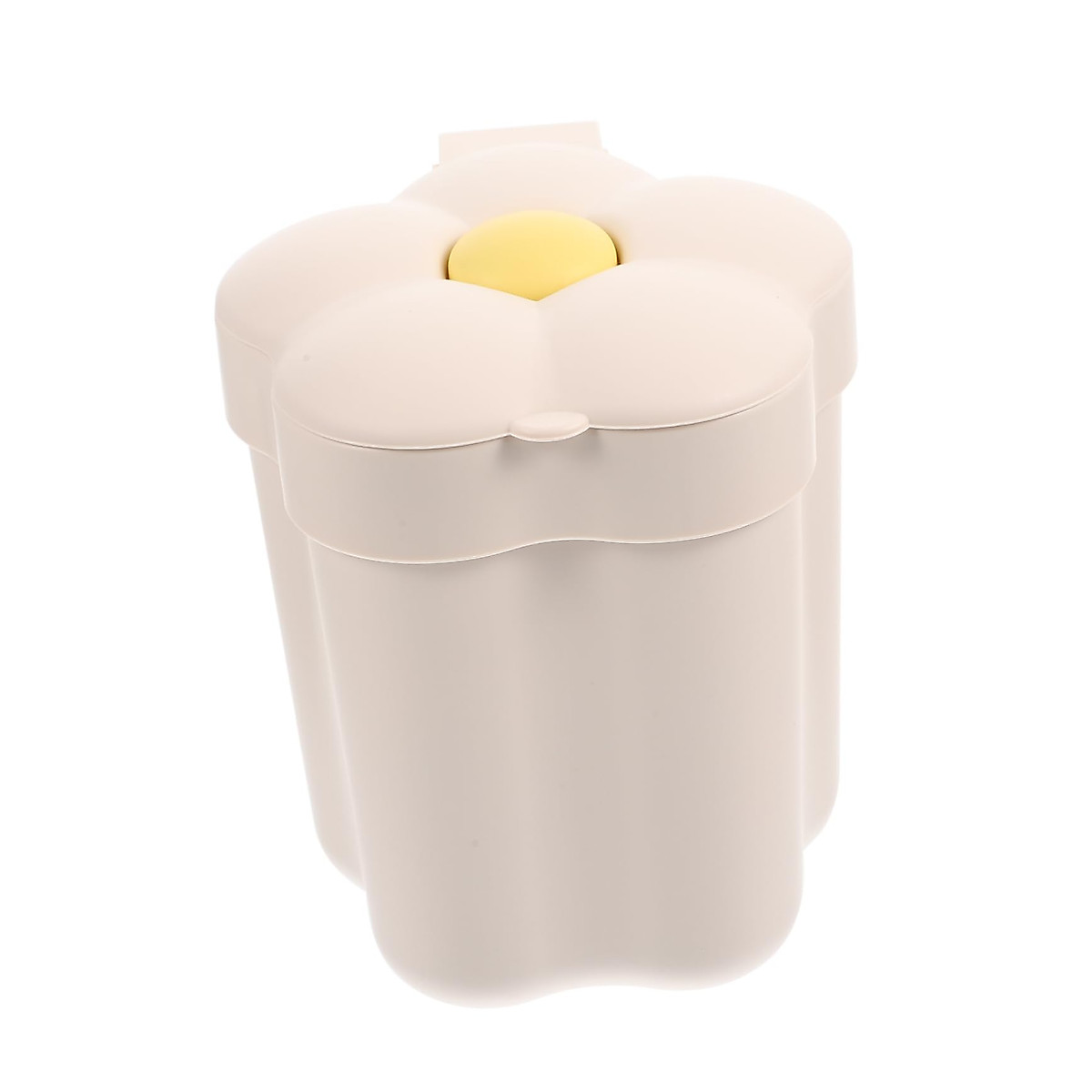 Ciieeo Mini Desktop Trash Can Flower Shaped Desktop Garbage Bin Cute Countertop Trash Can Kawaii Waste Bin Plastic Garbage Bin Tabletop Wastebasket for Office Home White