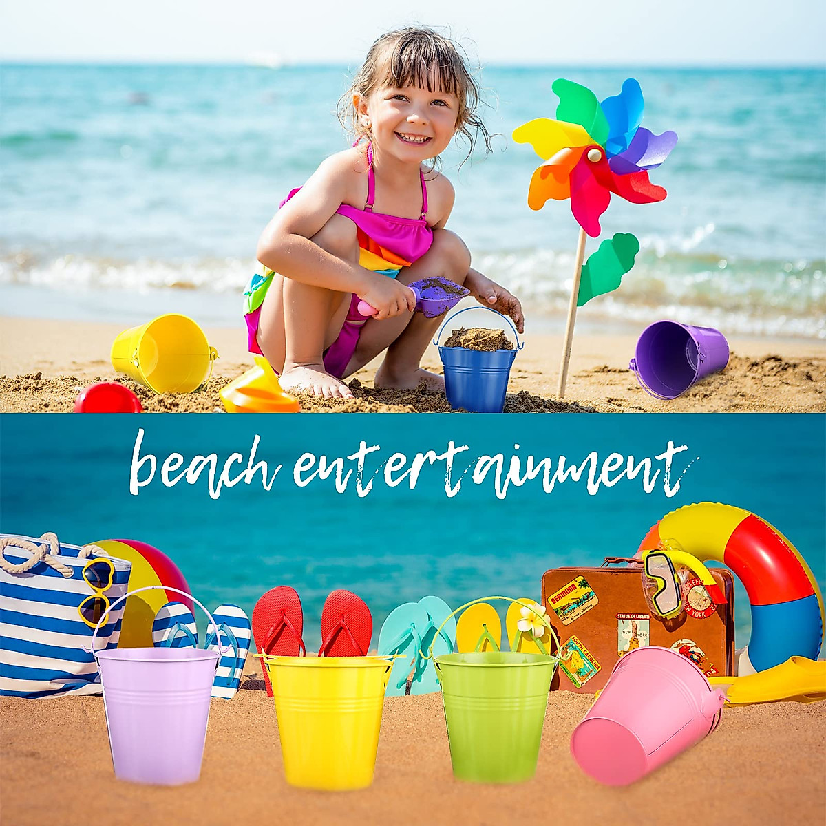 Colorful Mini Metal Buckets – 16 Pack for Parties