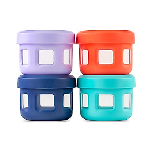 Ello Plastic Reusable Condiment Travel Containers with Screw-Top Leak Proof Lid, 5 oz, Fruit Cobbler
