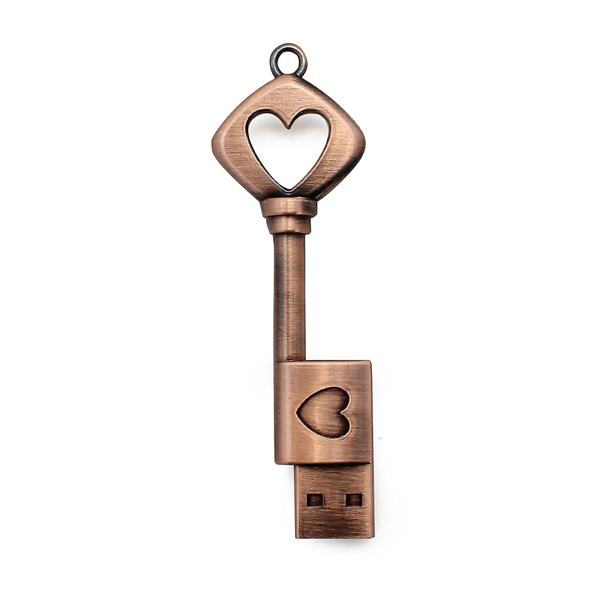 CHUYI Metal Heart Key Shape 1Pcs 64GB USB 2.0 Flash Drive Waterproof Pen Drive Memory Stick USB Flash Disk with Keychain Thumb Drive Gift