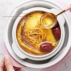 1L Electric Stew Pot 200W Anti Dry Burn Ceramic Cooker, Convenient and Easy to for Rice Soup (US Plug 110V)