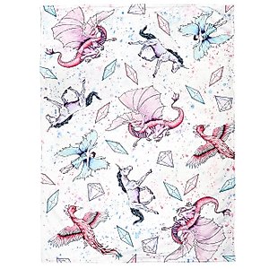 Girl's Dragon, Unicorn Fairy Baby Blanket | 30x40 Inches | Soft Minky Purple Fleece | Unique Baby Gift