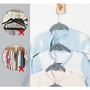 Kids Hangers Velvet, 12” Non Slip Baby Velvet Hangers with Cascading, Stackable Rotatable Felt Hangers Toddler Hangers 30 Pack for Closet Nursery Infant (Grey)