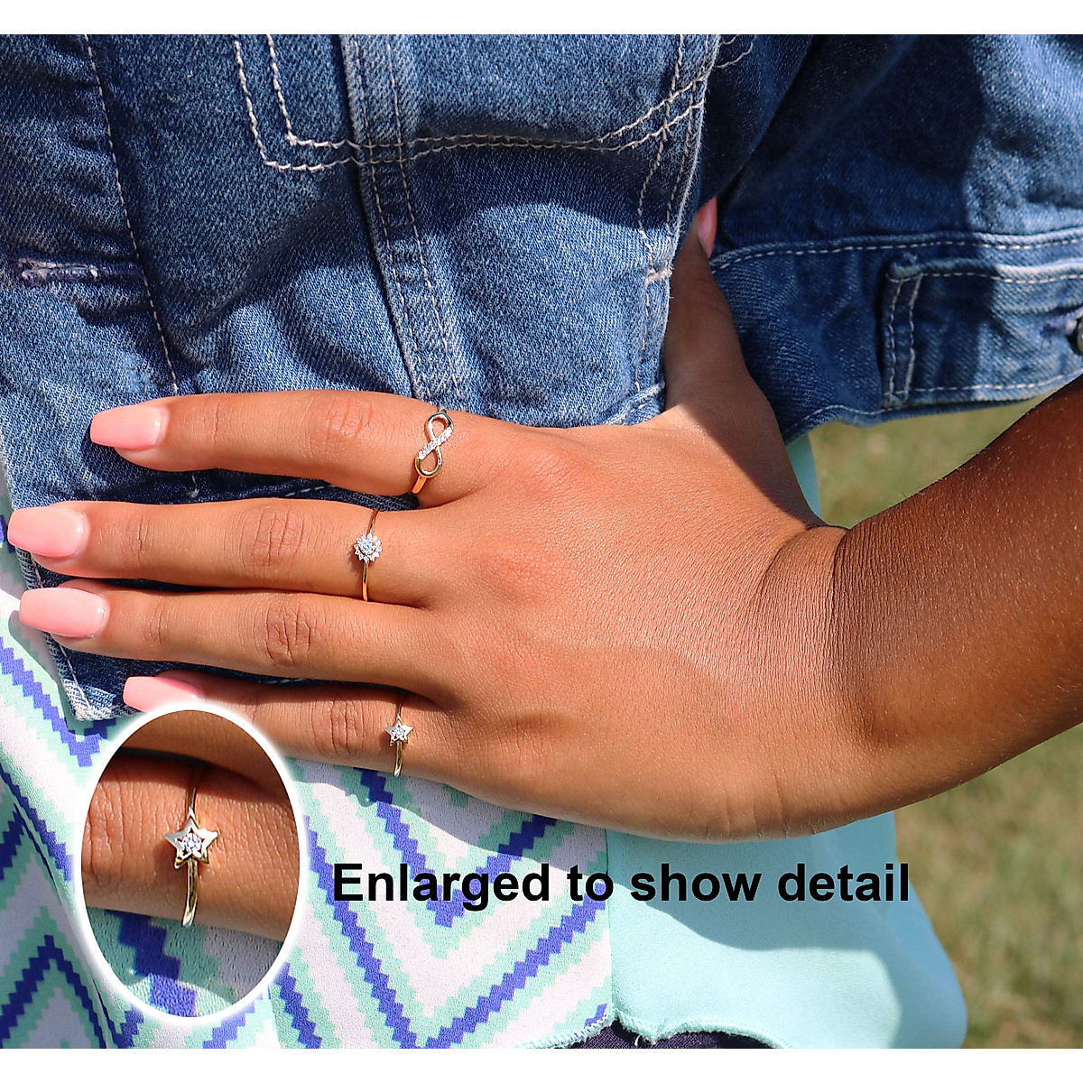 TILO JEWELRY 10k Yellow Gold Star Ring with Solitaire CZ (6)