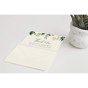 MPC Brands In Memory Of Blank Funeral Thank You Cards - Sympathy Bereavement Thank You Cards With Envelopes - Message Inside (25, Sage Floral)