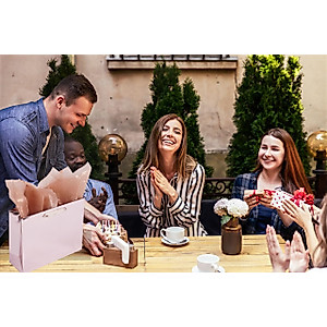 Lyforpyton Large Gift Bags with Tissue Paper 13"x4.3"x10.2" Rose Gold Gift Bags for Birthday, Wedding, Anniversaries