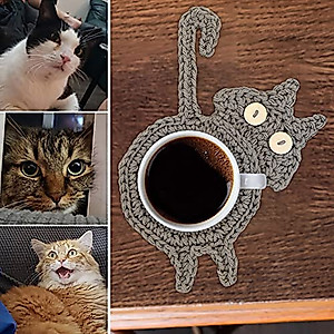 Cute Cat Butt Coasters 3Pcs, Handmade Crochet Cat Butt Coaster, Creative Kitty Butt Crochet Coffee & Tea Drink Coaster, Home Table Fun Cat Coaster, , Knitted Cat Bum Coaster for Cat Lover Gift