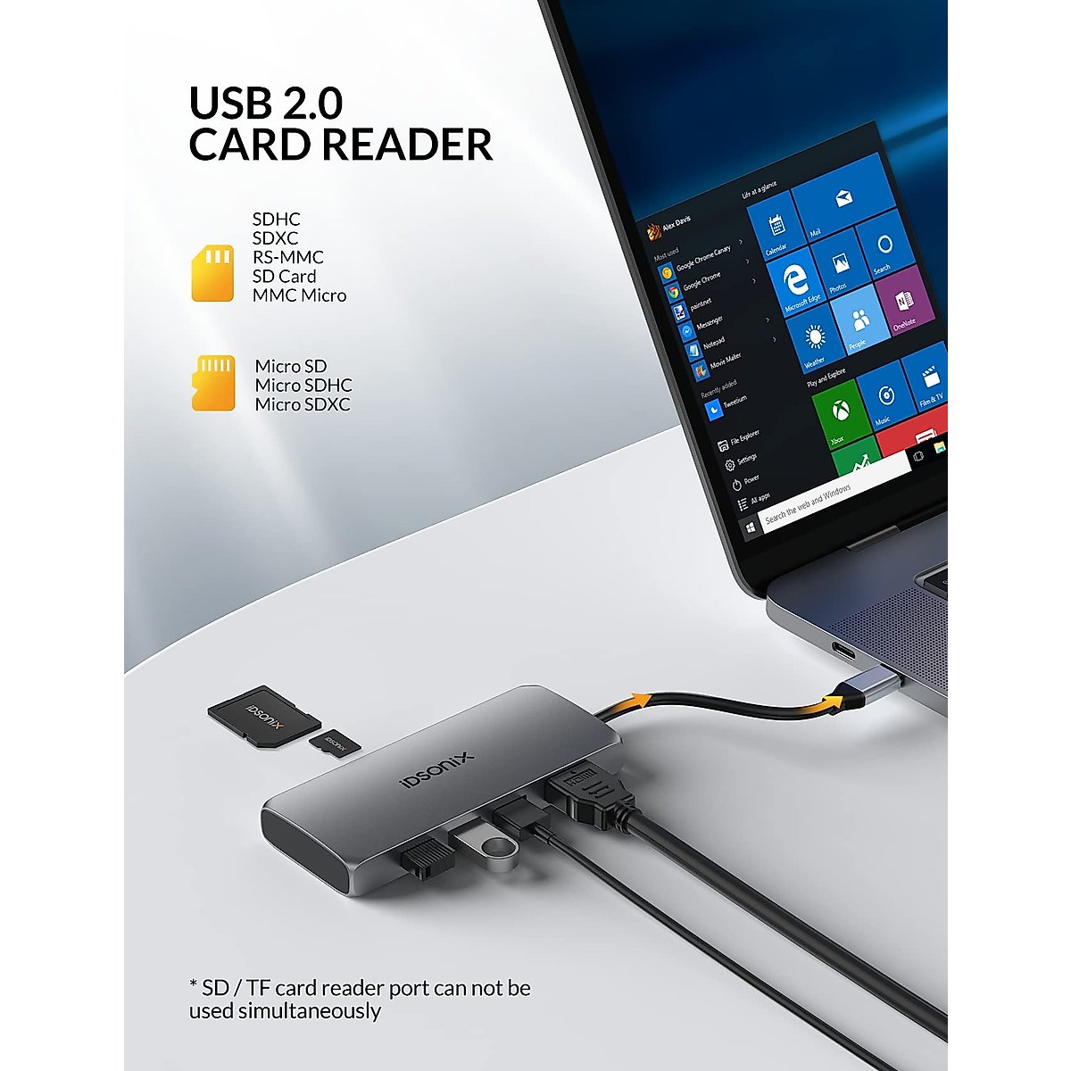 USB C Hub Multiport Adapter, Docking Station 6 in 1 USB-C Hub Adapter [4K HDMI-Compatible Output Port / 3 USB-A Ports/TF/SD Slots] Compatible with MacBook/ChromeBook/Surface Go/USB C Device